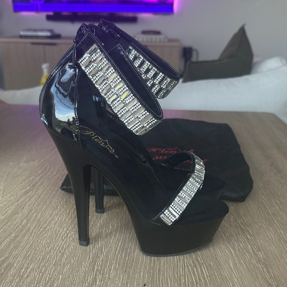 Pleaser | Shoes | Pleaser Black Heels With Diamond Straps | Poshmark